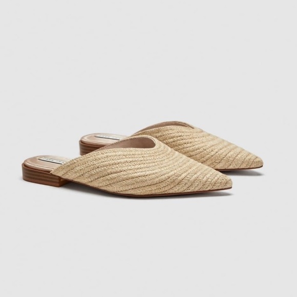 Zara | Shoes | Nwt Zara Braided Woven Straw Mules Flats | Poshmark